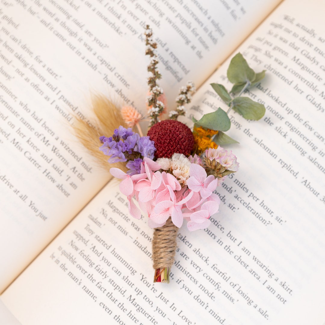Wildflower Boutonnieres, Dried Flower Buttonhole, Hydrangea, Bunny ...