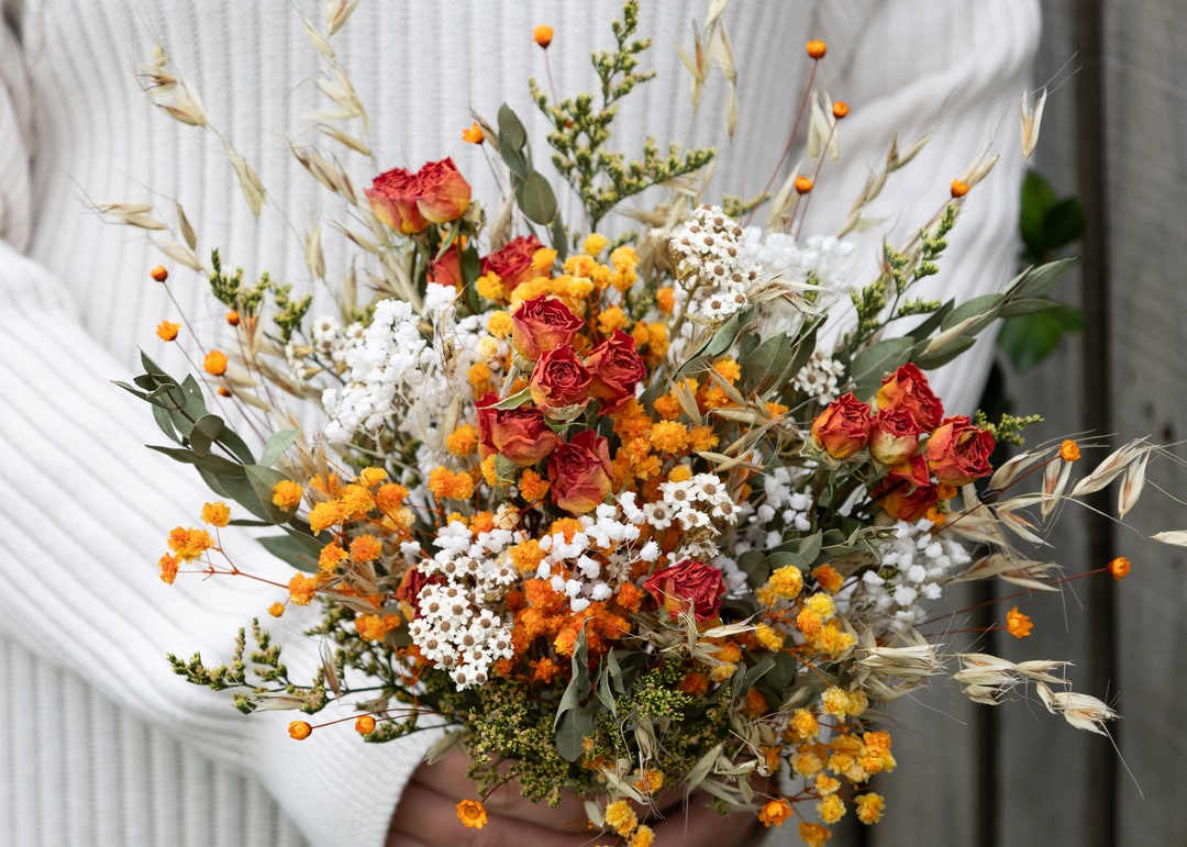 Wildflower Bouquet, Fall Wedding Bouquet, Elopement Bouquet, Dried ...