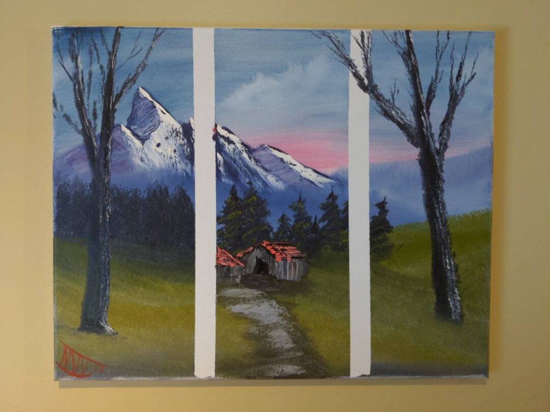 Triple View Bob Ross Inspired Oil Painting 16x20 - Etsy Österreich