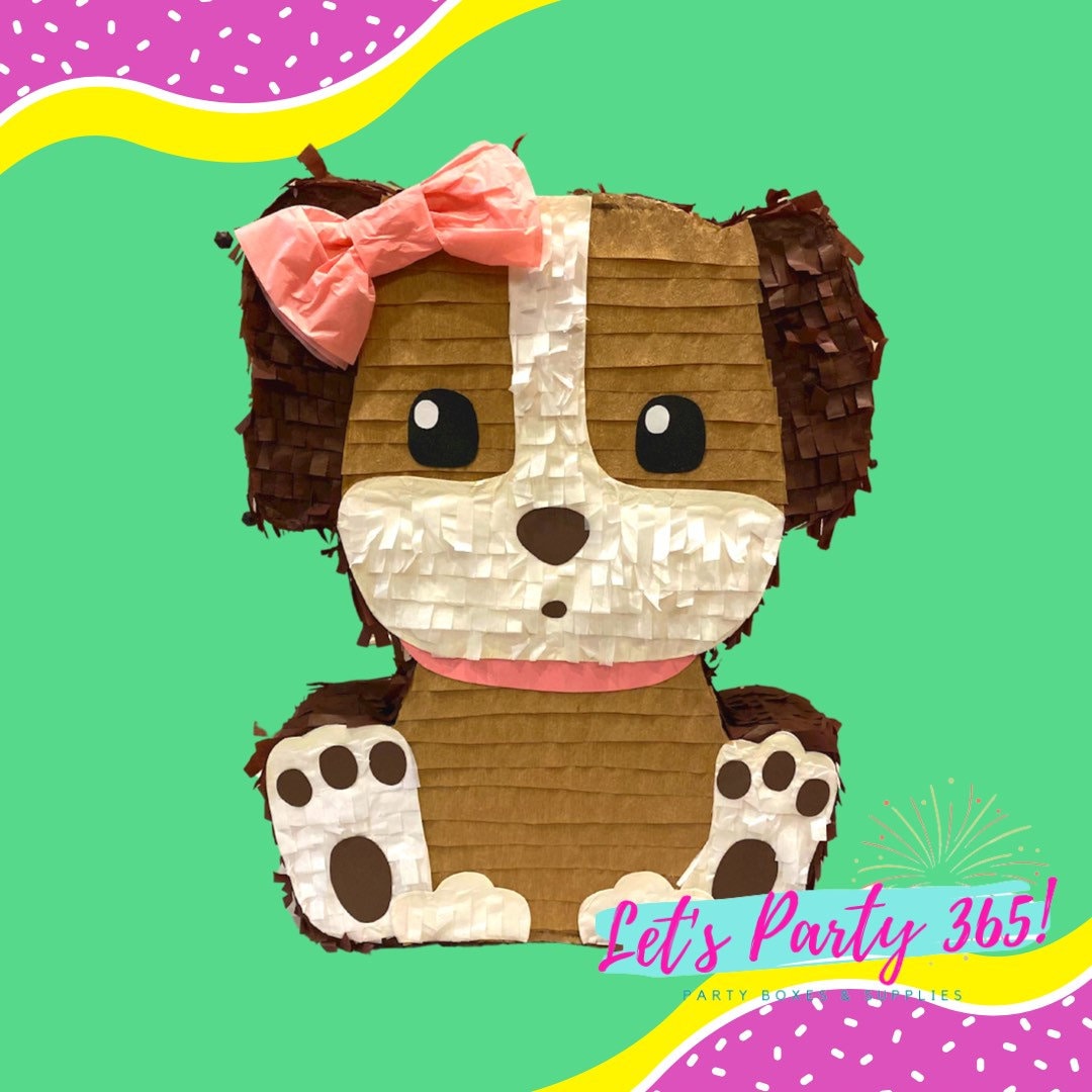 Pink Bow Puppy Pinata Dog Pinata Puppy Birthday Party Decor - Etsy