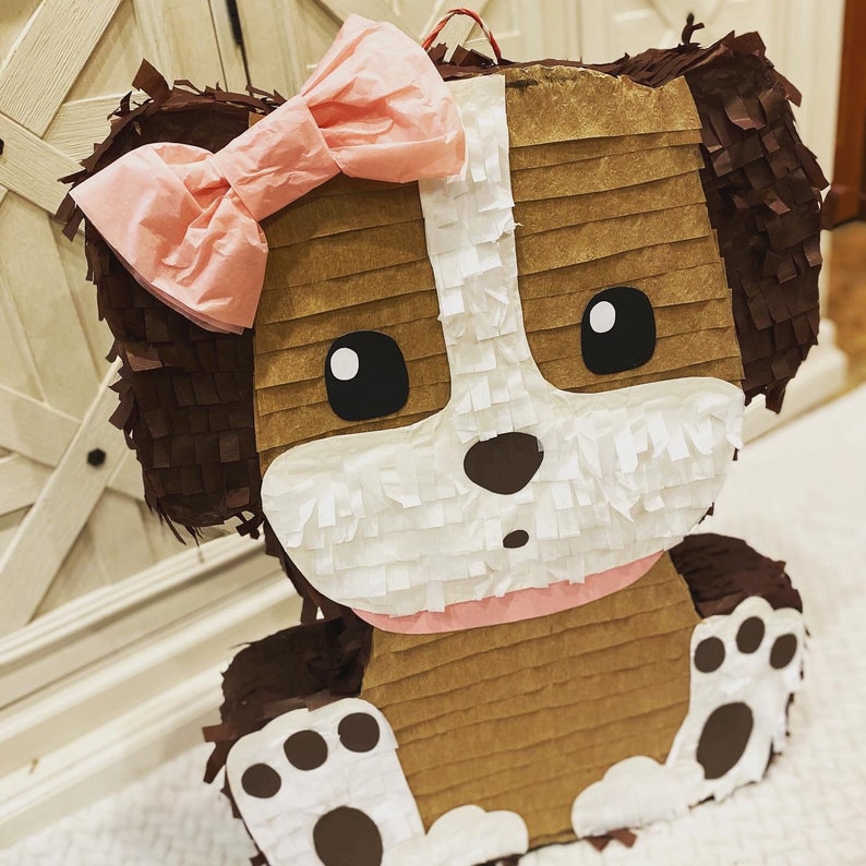 Pink Bow Puppy Pinata Dog Pinata Puppy Birthday Party Decor - Etsy