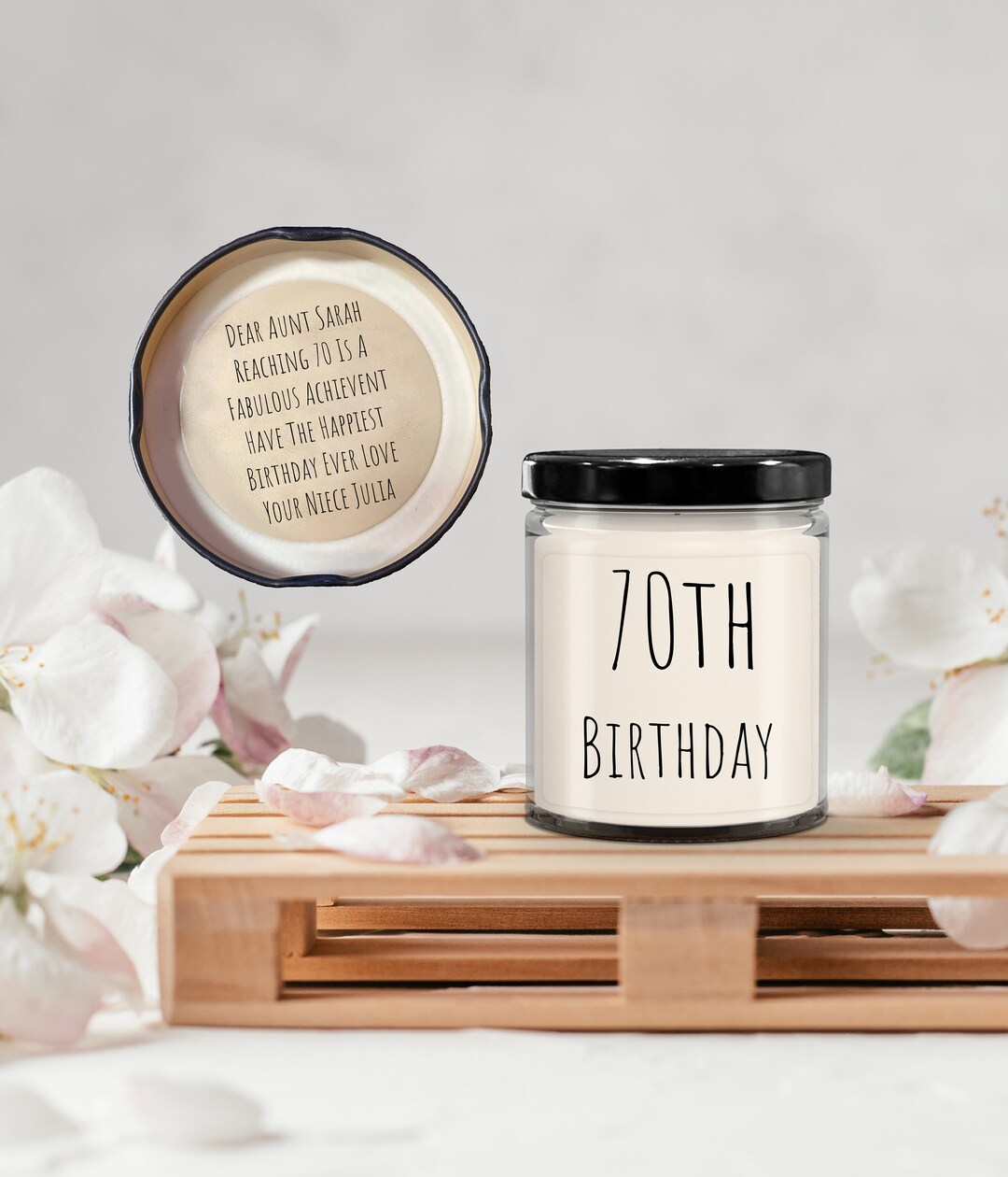 Personalized 70th Birthday Candle, 9oz & 16oz Soy Candles, Gift From ...
