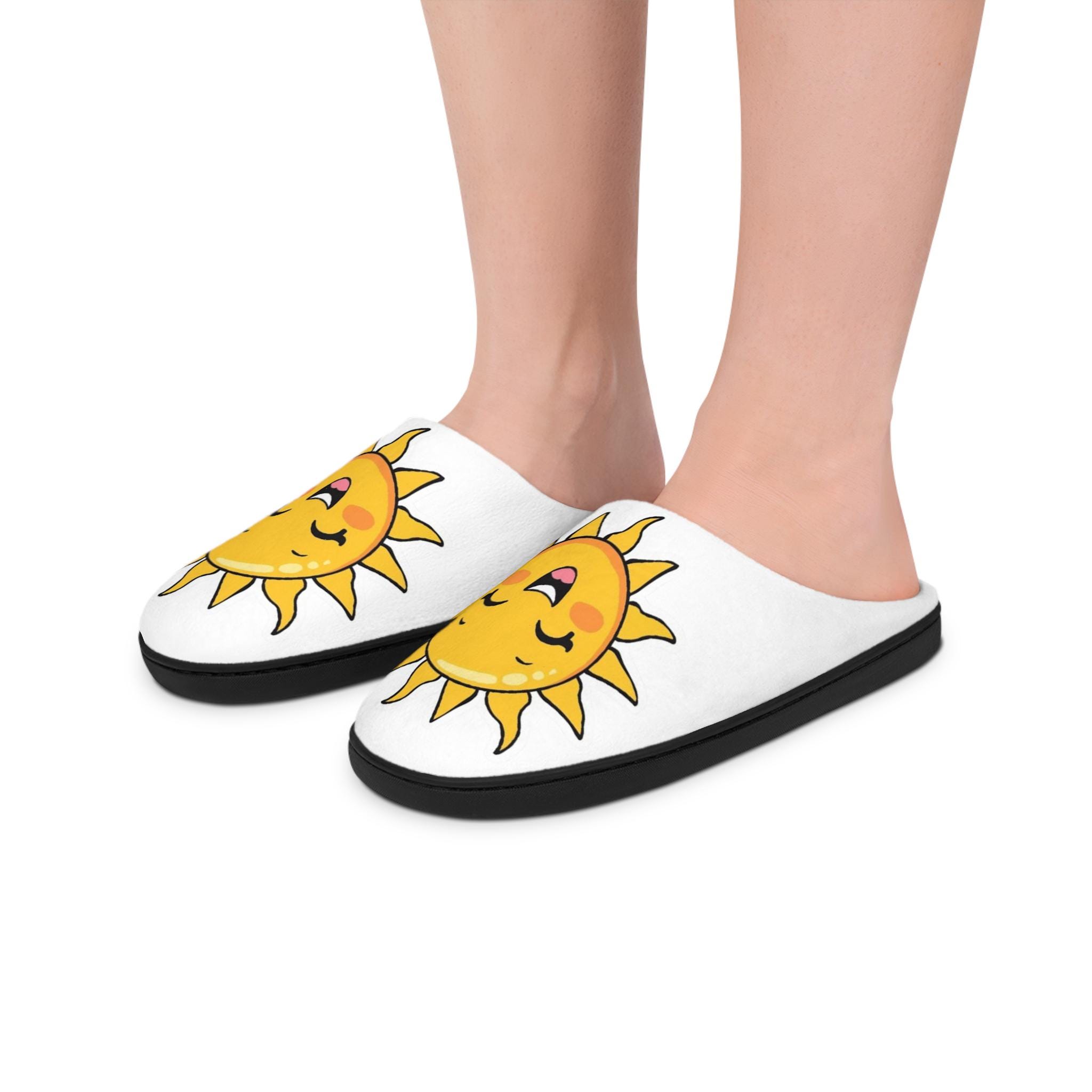 Slippers, Bright Smiley Sunshine Face Women's Indoor House Shoes Gift ...