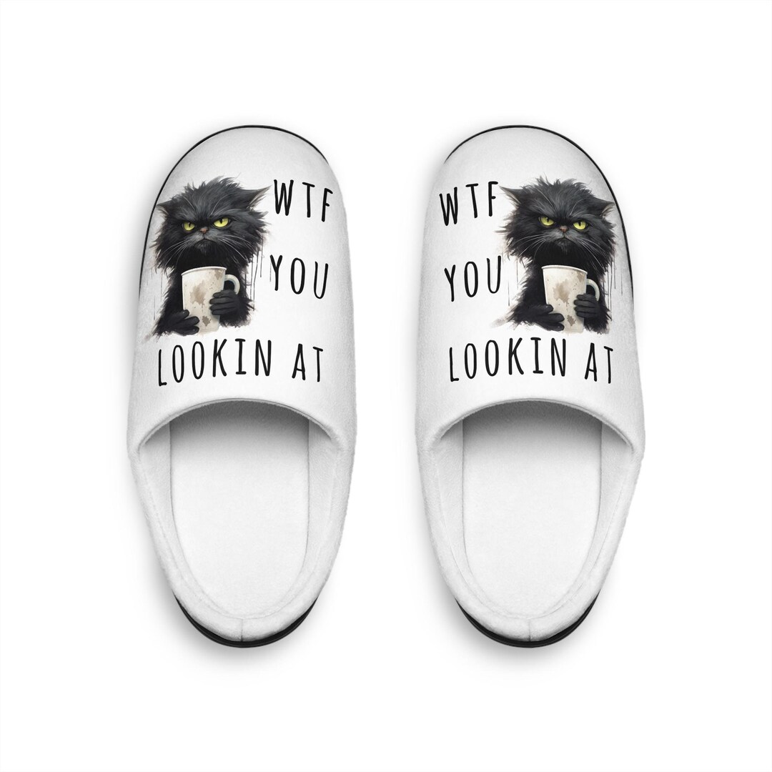 Cat Slippers, Angry Cat, WTF Gift, Animal Slippers, House Slippers, Cat ...