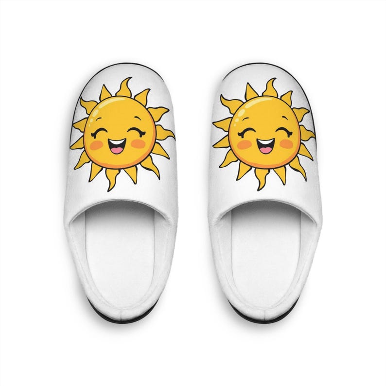 Slippers, Bright Smiley Sunshine Face Women's Indoor House Shoes Gift ...