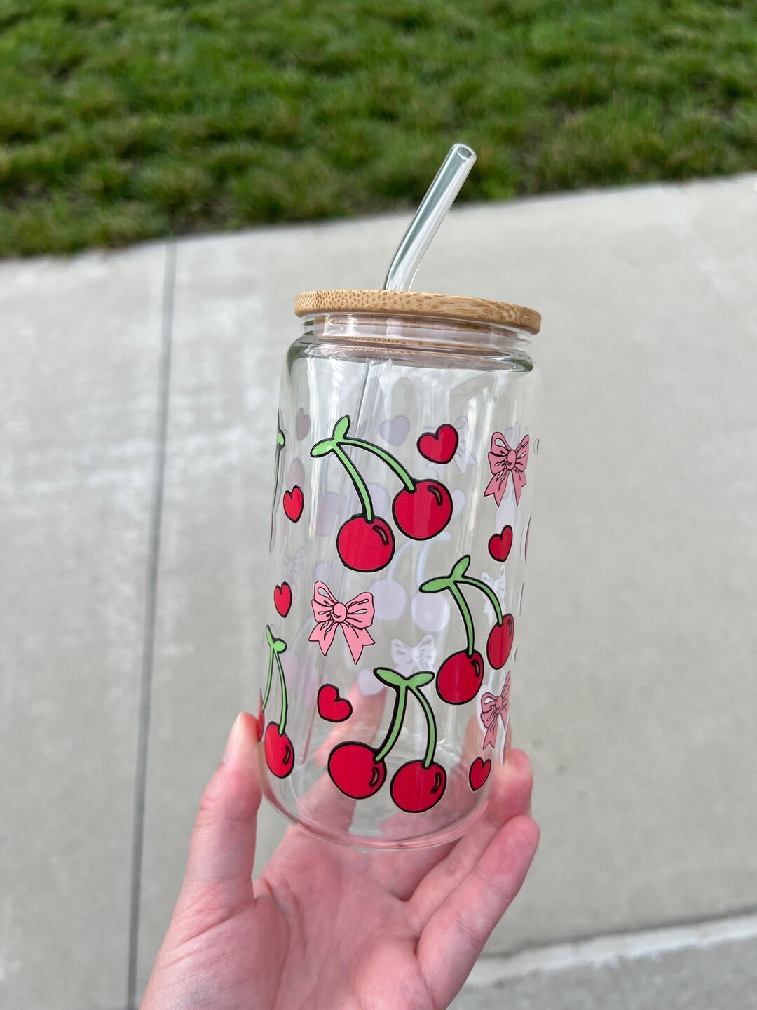Cherry Glass Cup - Etsy