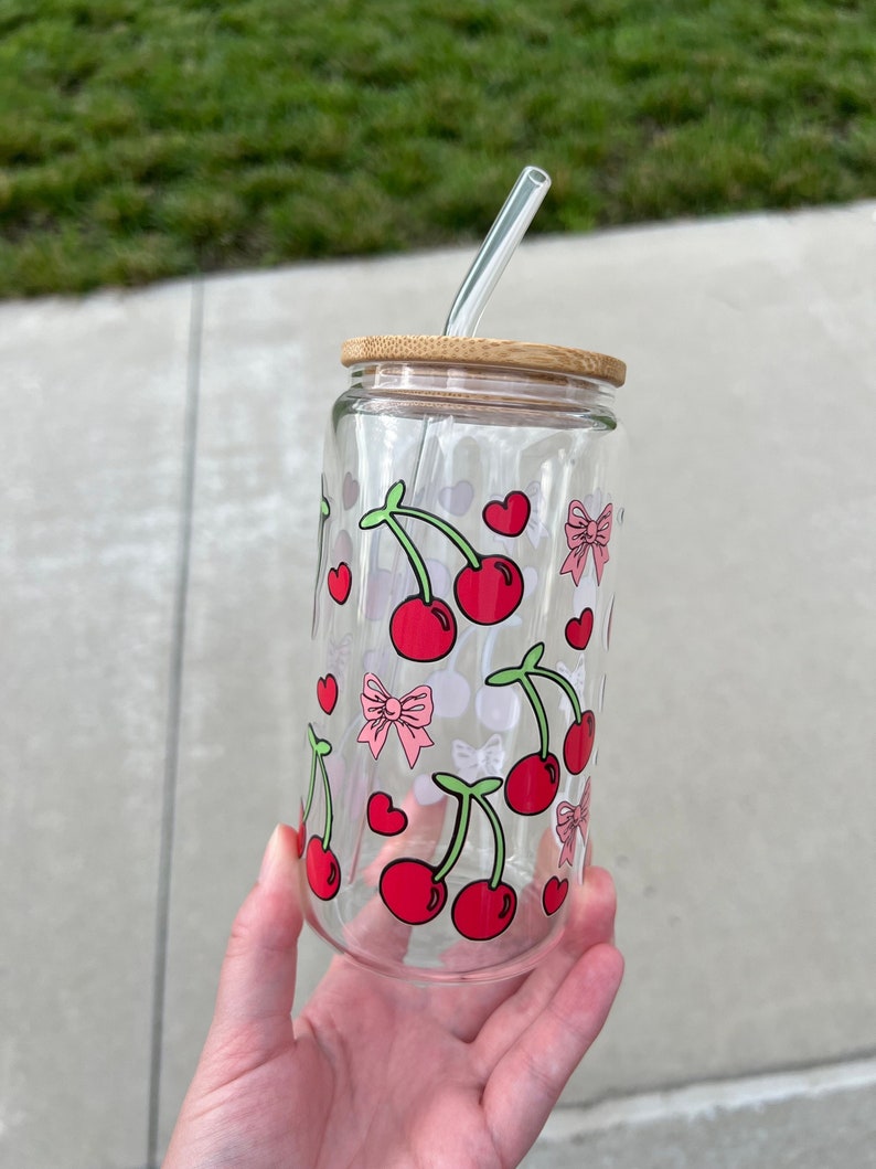 Cherry Glass Cup - Etsy