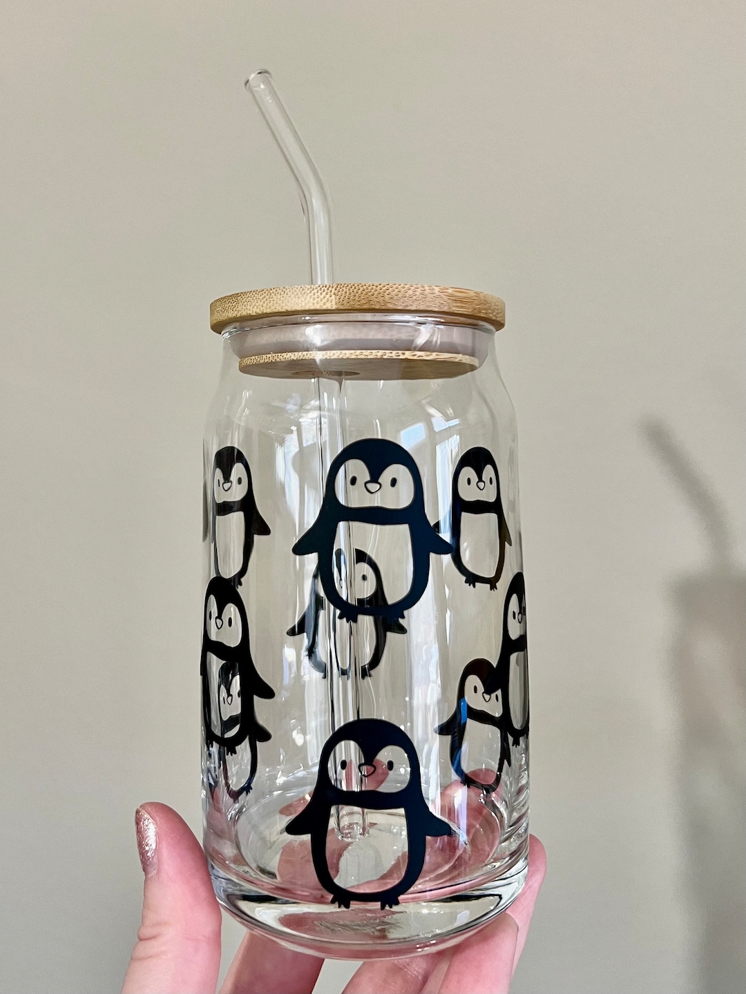 Penguin Glass Cup - Etsy