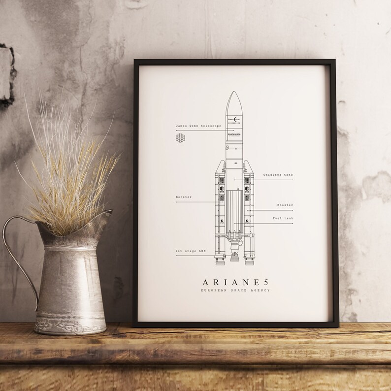 Rocket Blueprint Ariane 5 Wall Art, Downloadable Print, Minimalist ...