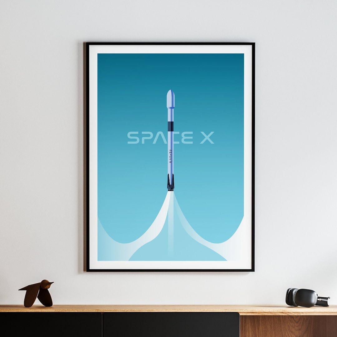 Falcon 9 Poster, Spacex Print, Rocket Wall Art, Instant Digital ...