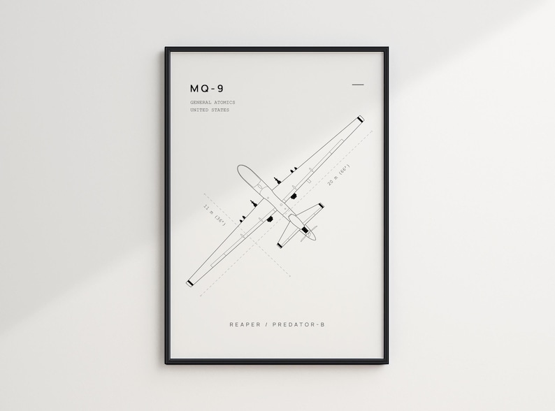 MQ9 Reaper, Fighter Jet Blueprint, DIGITAL DOWNLOAD, Military Aircraft ...