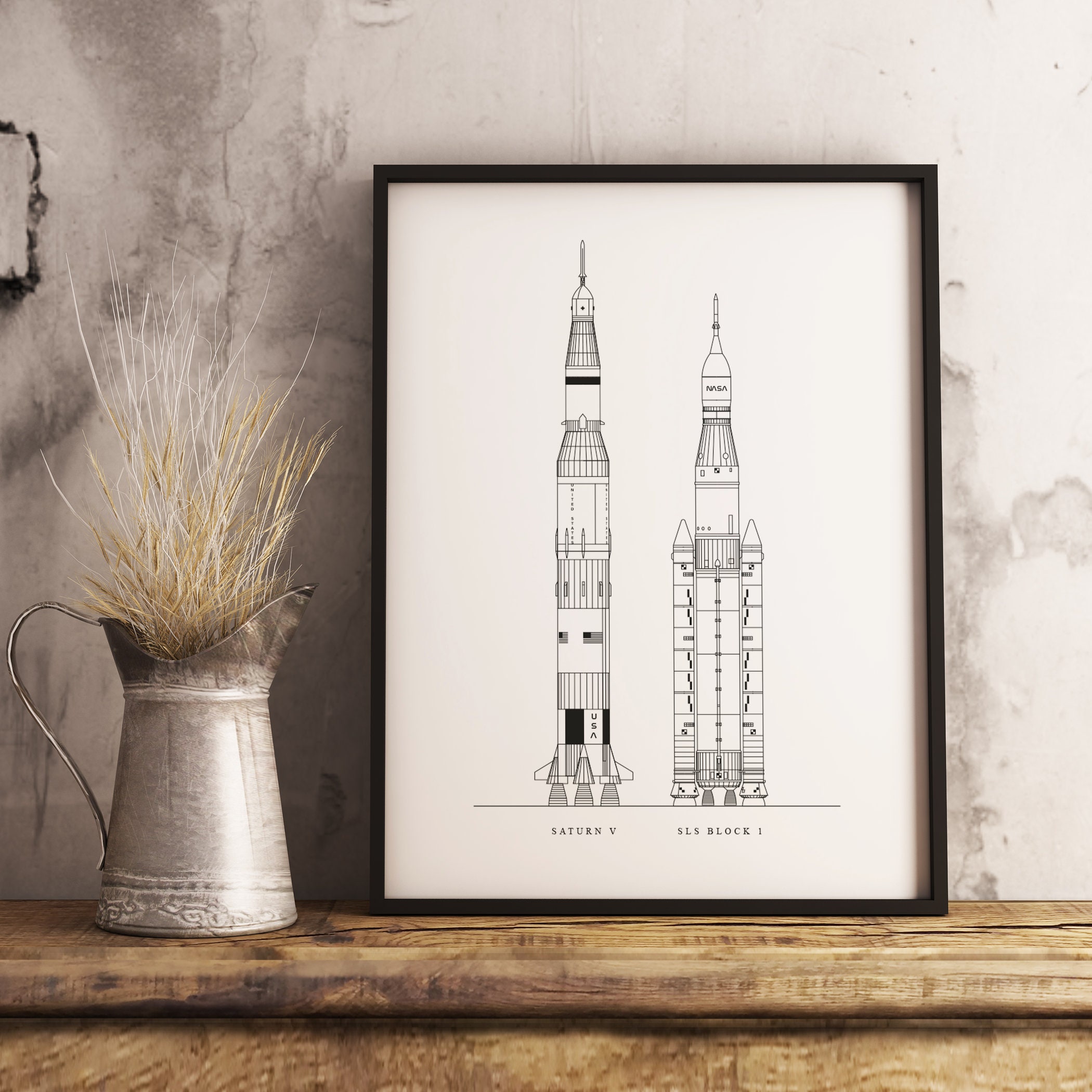 NASA Saturn V SLS Rocket Poster Blueprint Spacecraft Digital - Etsy