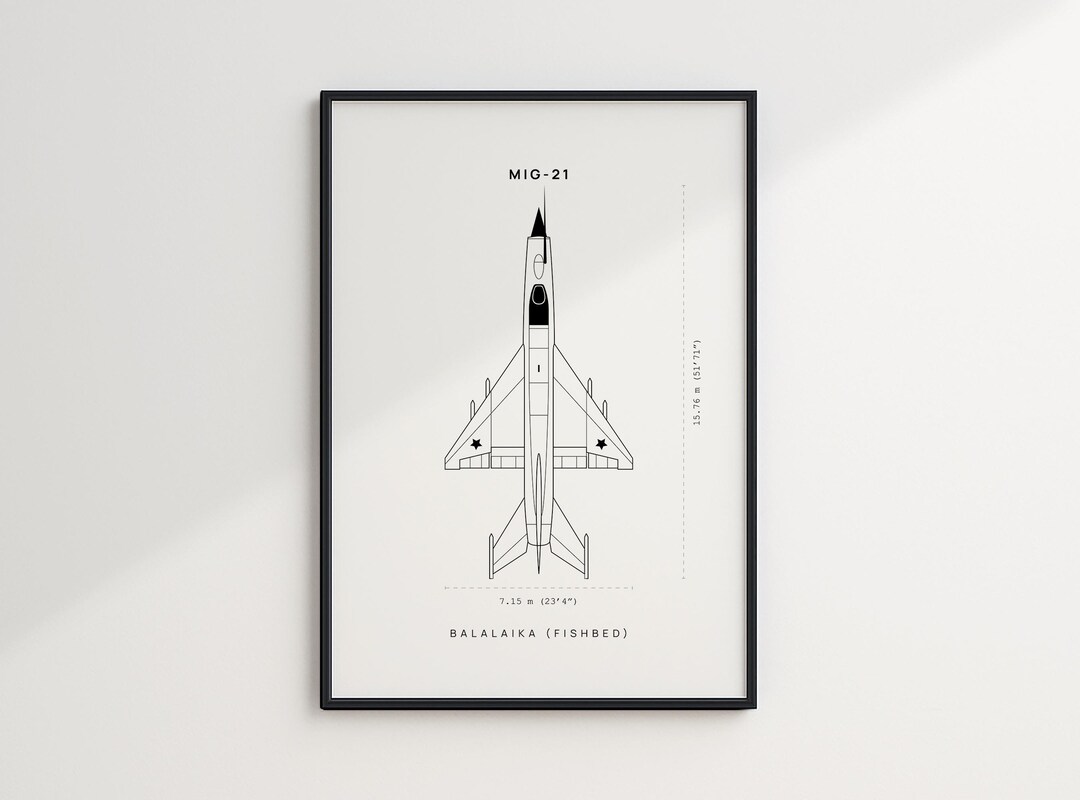 MIG-21 Poster, Fighter Jet Blueprint Poster, DIGITAL DOWNLOAD, Soviet ...