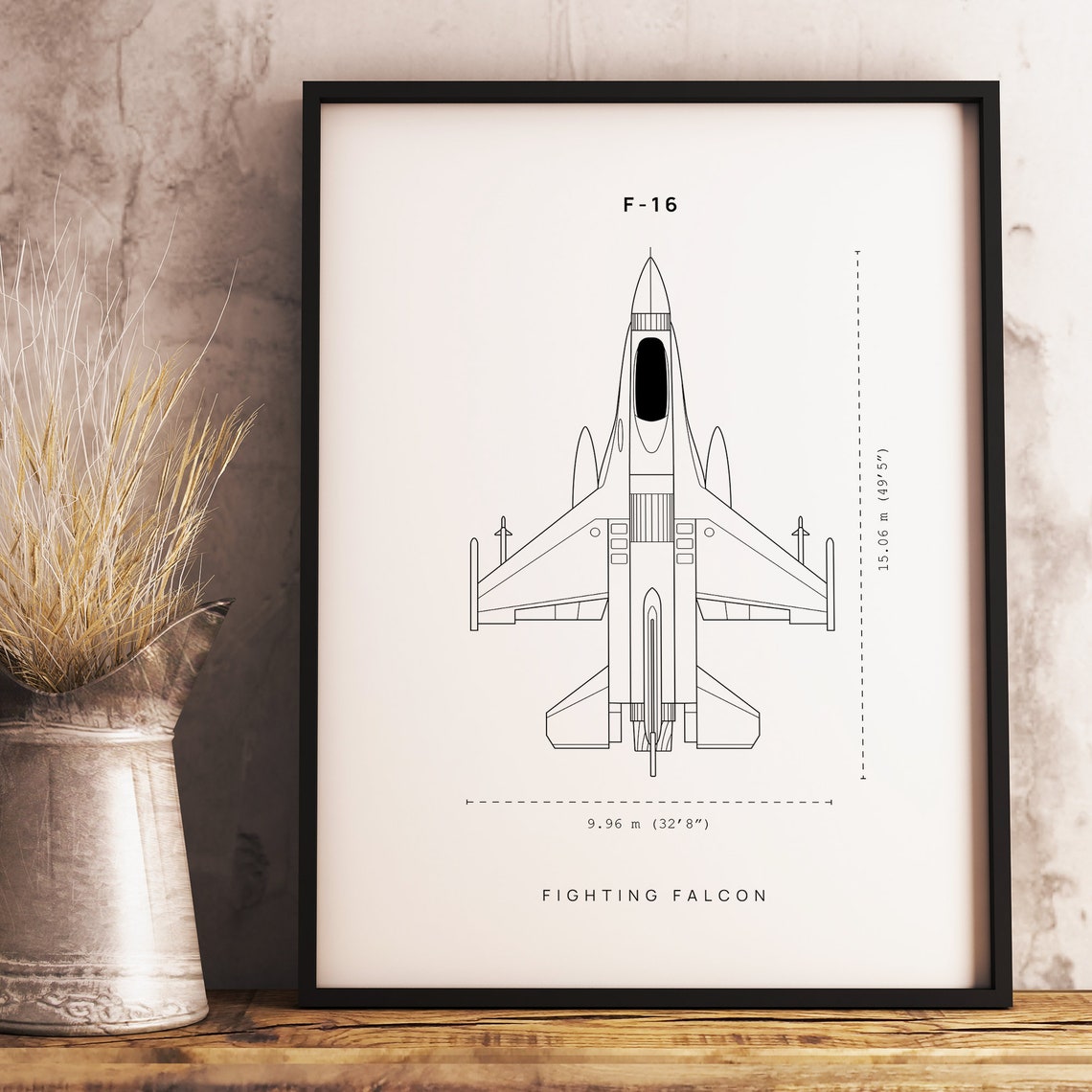 F16 Blueprint Poster Fighter Jet Wall Art DIGITAL DOWNLOAD - Etsy