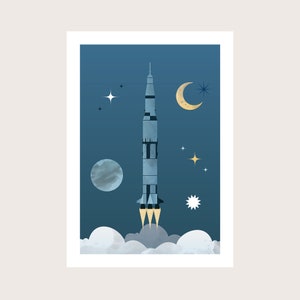 Saturn V Poster, NASA Poster, DIGITAL DOWNLOAD, Space Themed Wall Art ...