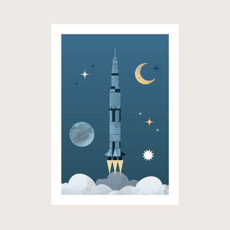 Saturn V Poster NASA Poster DIGITAL DOWNLOAD Space Themed - Etsy