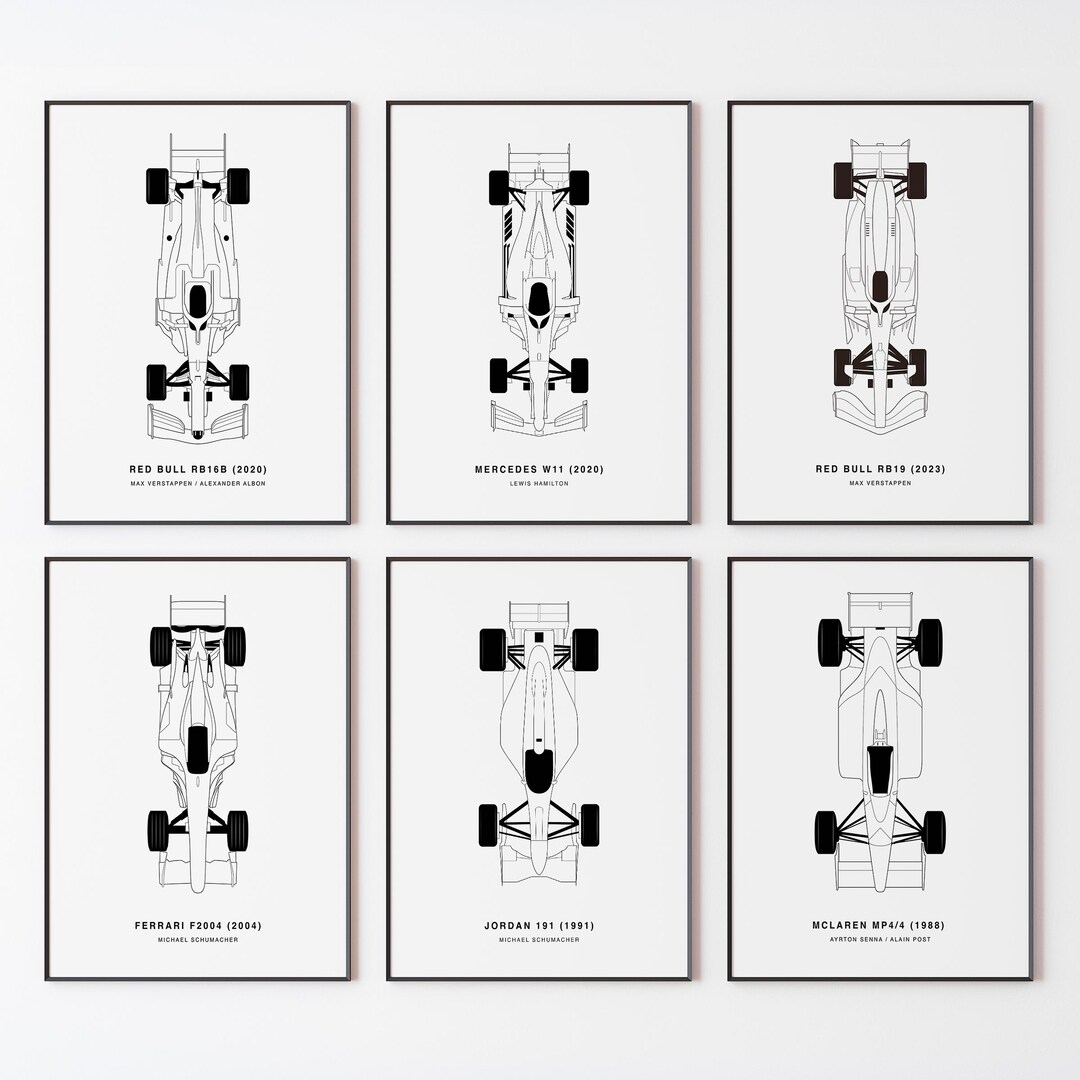 Formula One Blueprint Poster, Set of 6, F1 Wall Art, DIGITAL DOWNLOAD ...