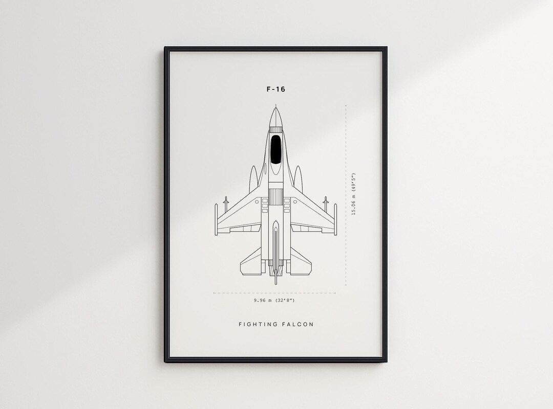 F16 Blueprint Poster, Fighter Jet Wall Art, DIGITAL DOWNLOAD ...