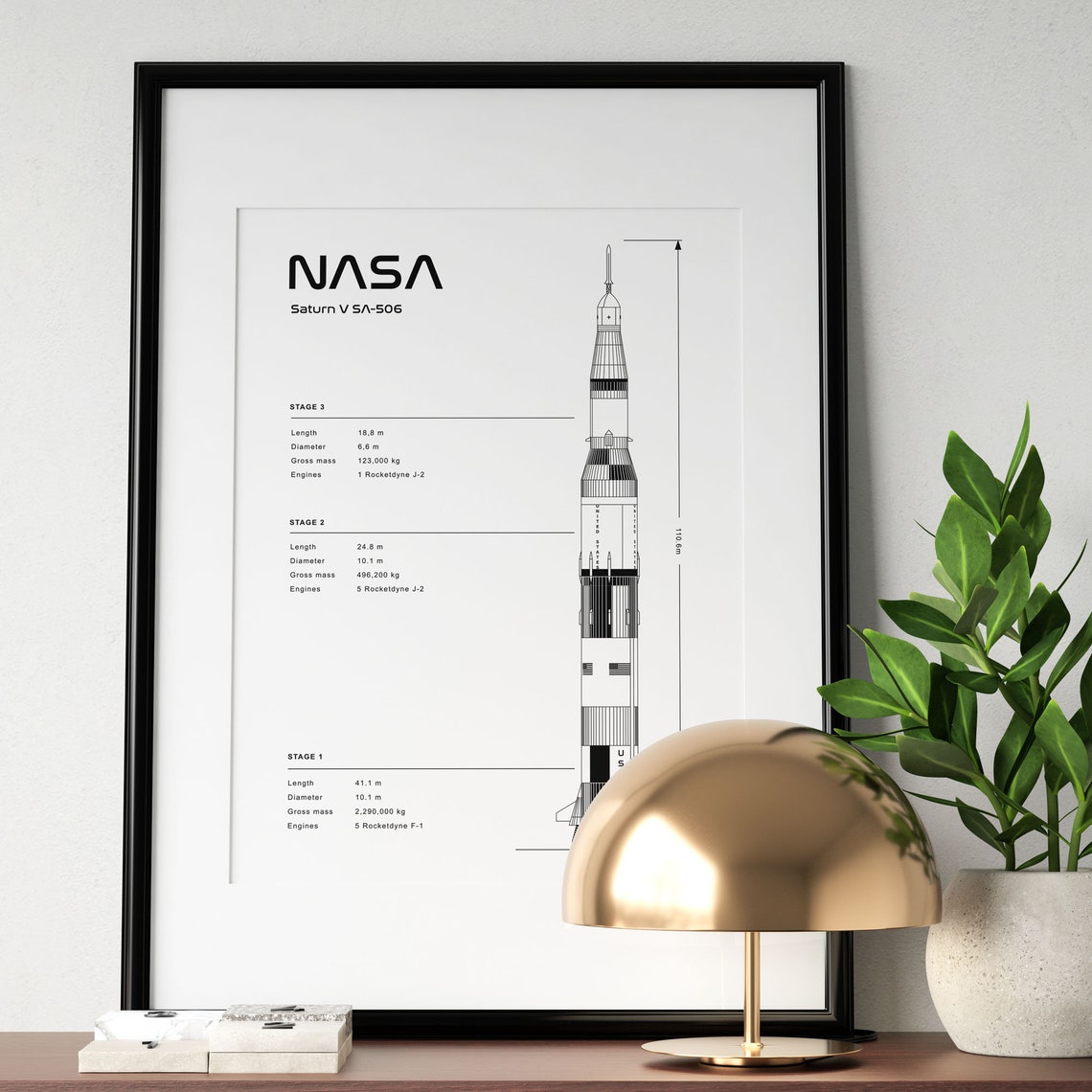 Saturn V Nasa Rocket Spacecraft Blueprint Printable Wall Art - Etsy
