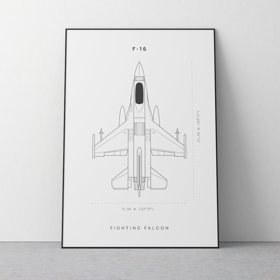 F16 Blueprint Poster Fighter Jet Wall Art DIGITAL DOWNLOAD - Etsy