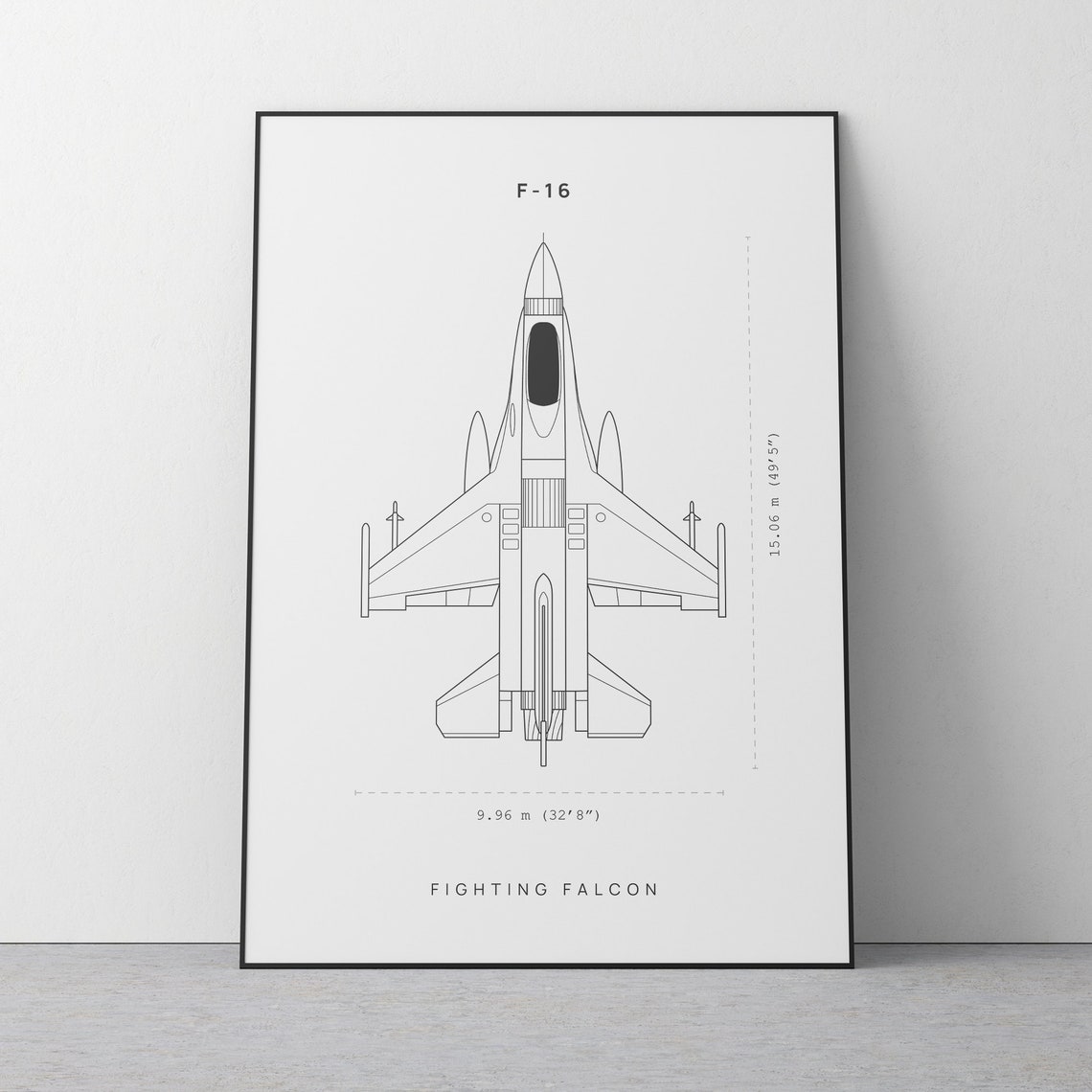 F16 Blueprint Poster Fighter Jet Wall Art DIGITAL DOWNLOAD - Etsy
