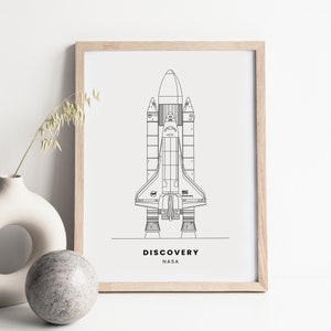 Space Discovery | Nasa Space Shuttle Modern Blueprint Poster | Instant ...