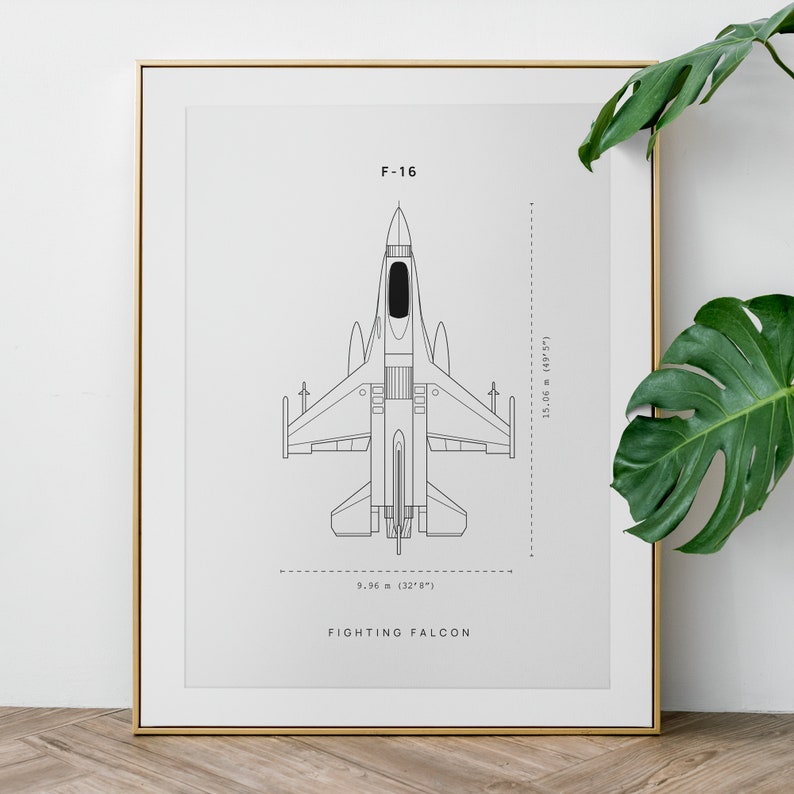 F16 Blueprint Poster Fighter Jet Wall Art DIGITAL DOWNLOAD - Etsy