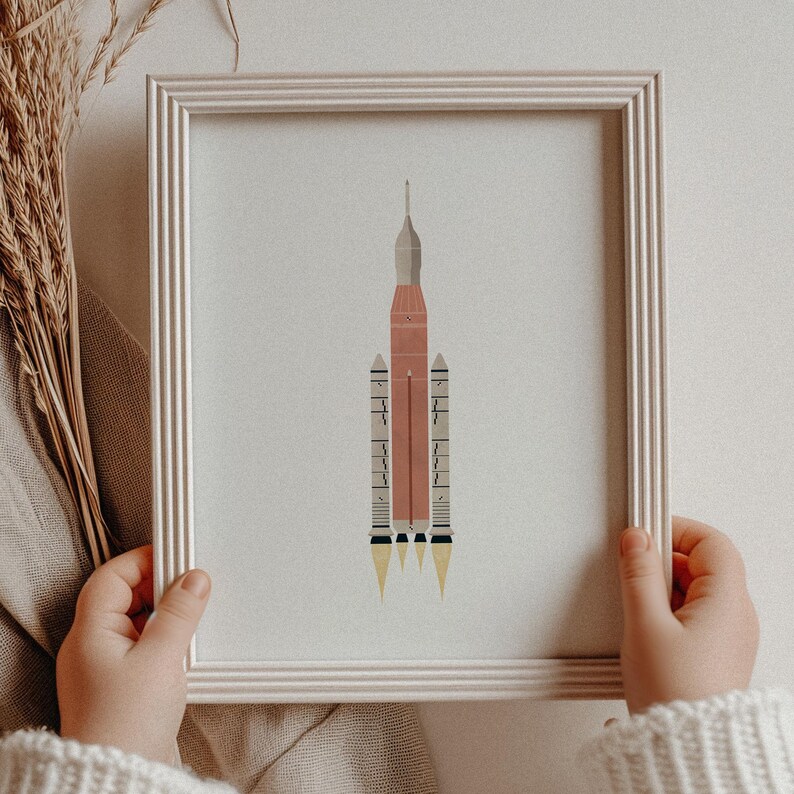 Nasa SLS Wall Art, Rocket Poster for Kids Bedroom, Space Themed Nursery ...