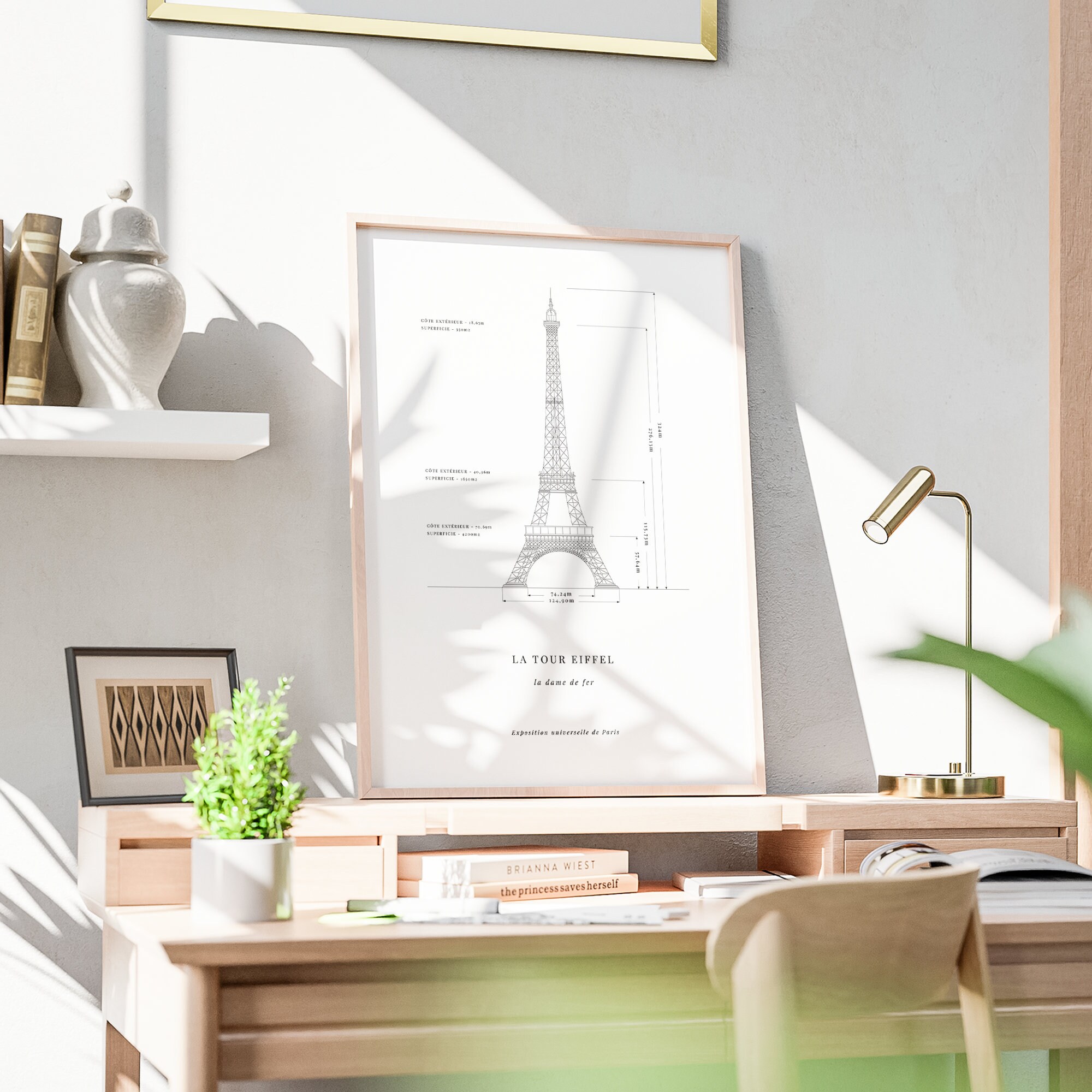 Minimalist Eiffel Tower Blueprint Print Digital Download - Etsy