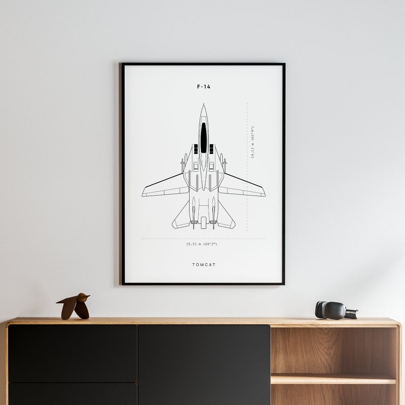 F14 Tomcat Poster Blueprint Wall Art DIGITAL DOWNLOAD Top - Etsy