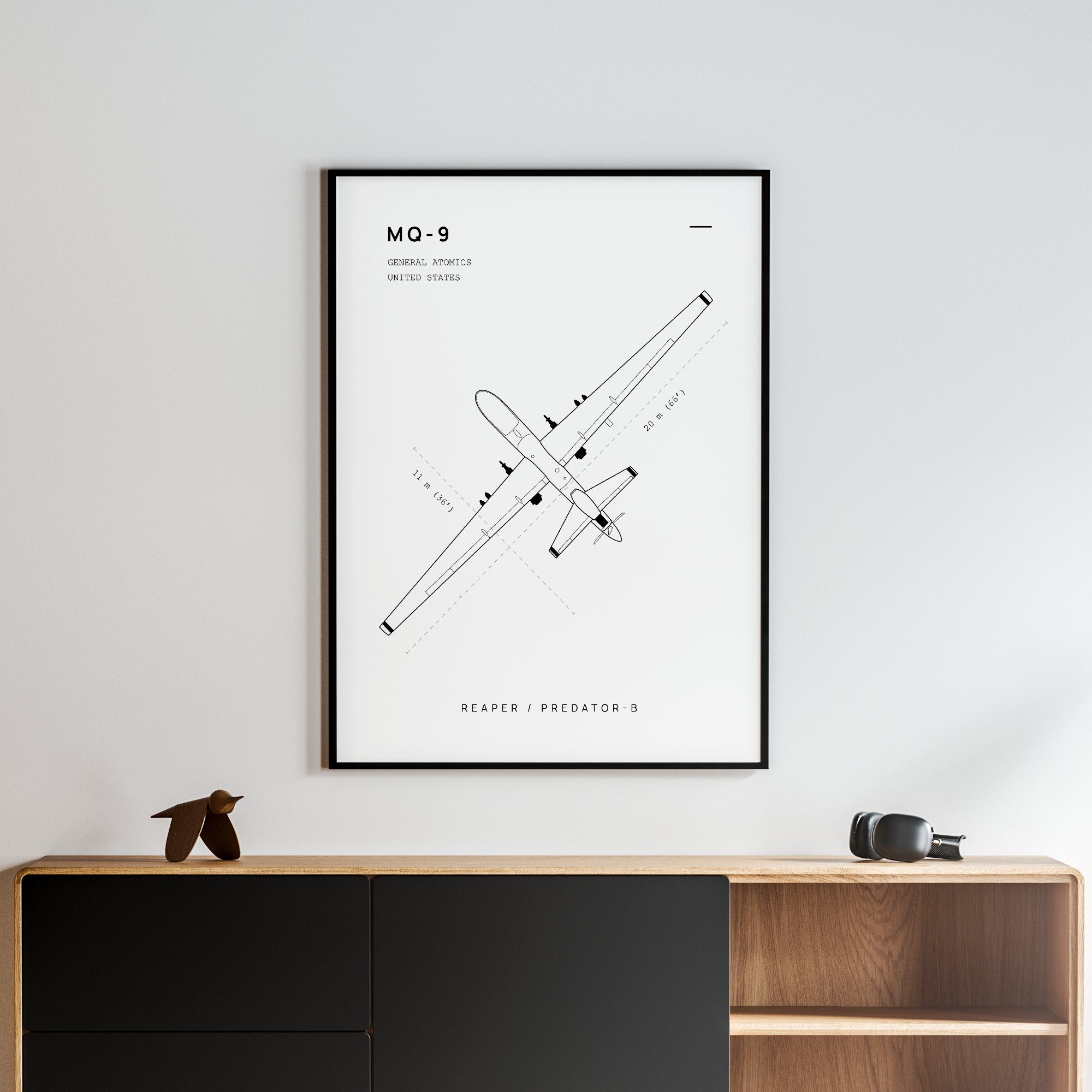 MQ9 Reaper, Fighter Jet Blueprint, DIGITAL DOWNLOAD, Military Aircraft ...