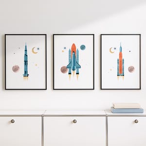 Nasa Poster, Set of 3 Prints, DIGITAL DOWNLOAD, Artemis Rocket, Saturn ...