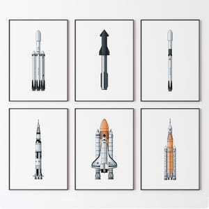 NASA and Spacx Poster, Set of 6, Minimalist Space Wall Art, DIGITAL ...
