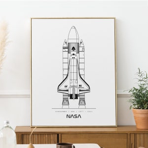 NASA and Spacx Blueprint Poster, Set of 6, Minimalist Space Wall Art ...