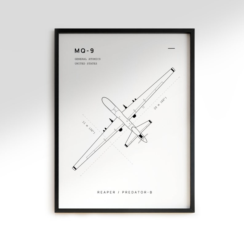 MQ9 Reaper, Fighter Jet Blueprint, DIGITAL DOWNLOAD, Military Aircraft ...