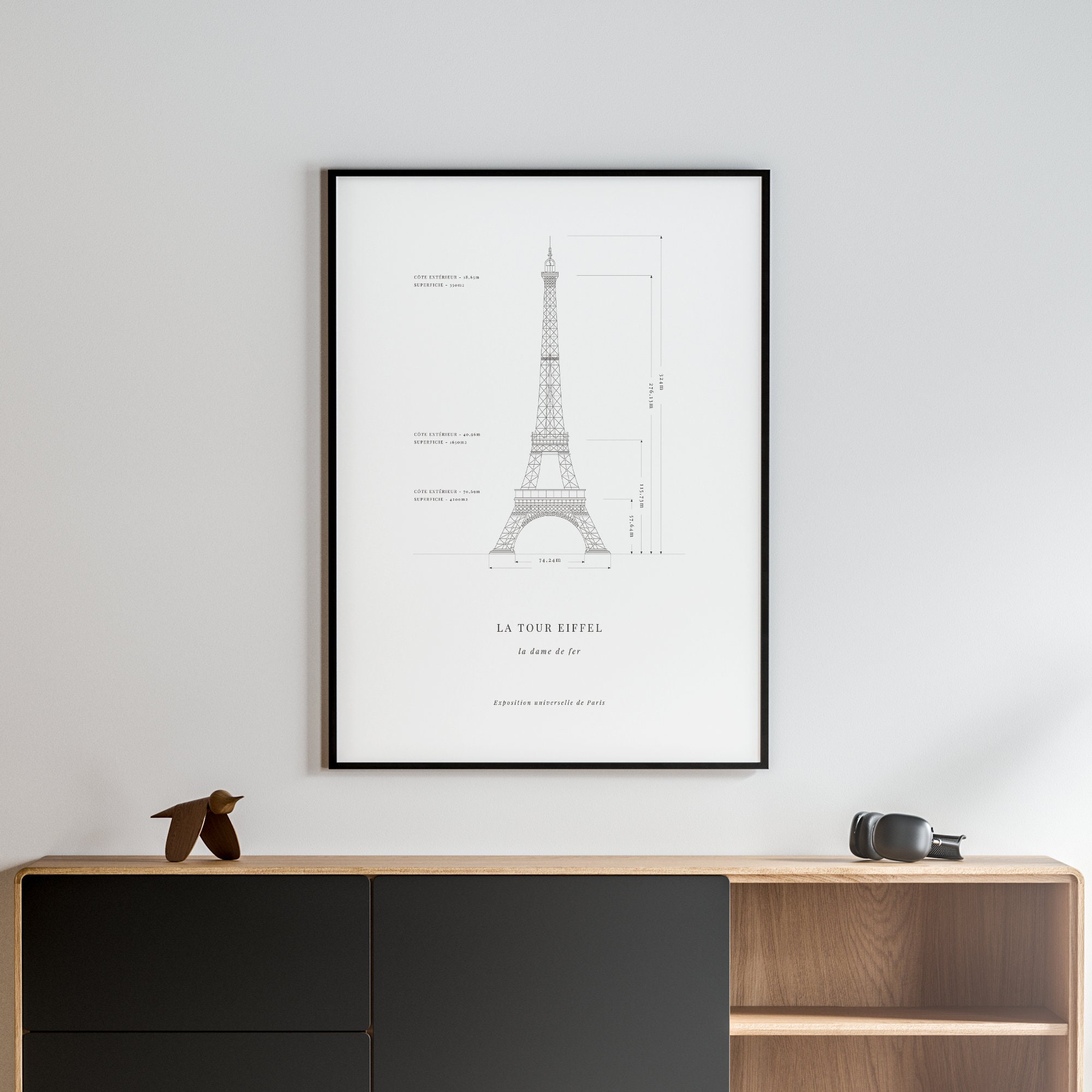 Minimalist Eiffel Tower Blueprint Print Digital Download - Etsy