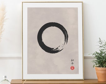 Enso Japandi Wall Art, Enso Circle, Digital Download, Zen Wall Art, Japanese Painting, Abstract ...
