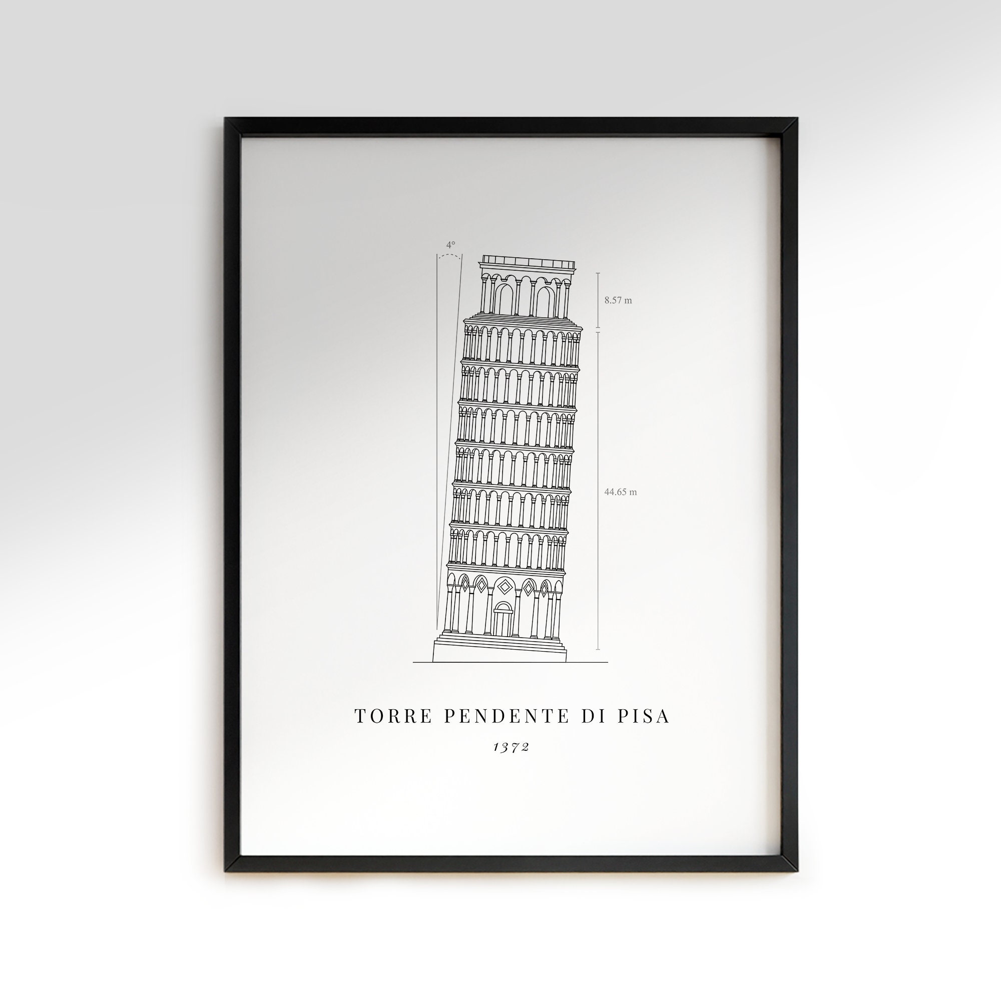 Pisa Blueprint Wall Art Leaning Tower of Pisa Print Italy - Etsy