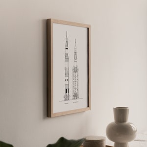 NASA Saturn V SLS Rocket Poster Blueprint | Spacecraft Digital Print ...