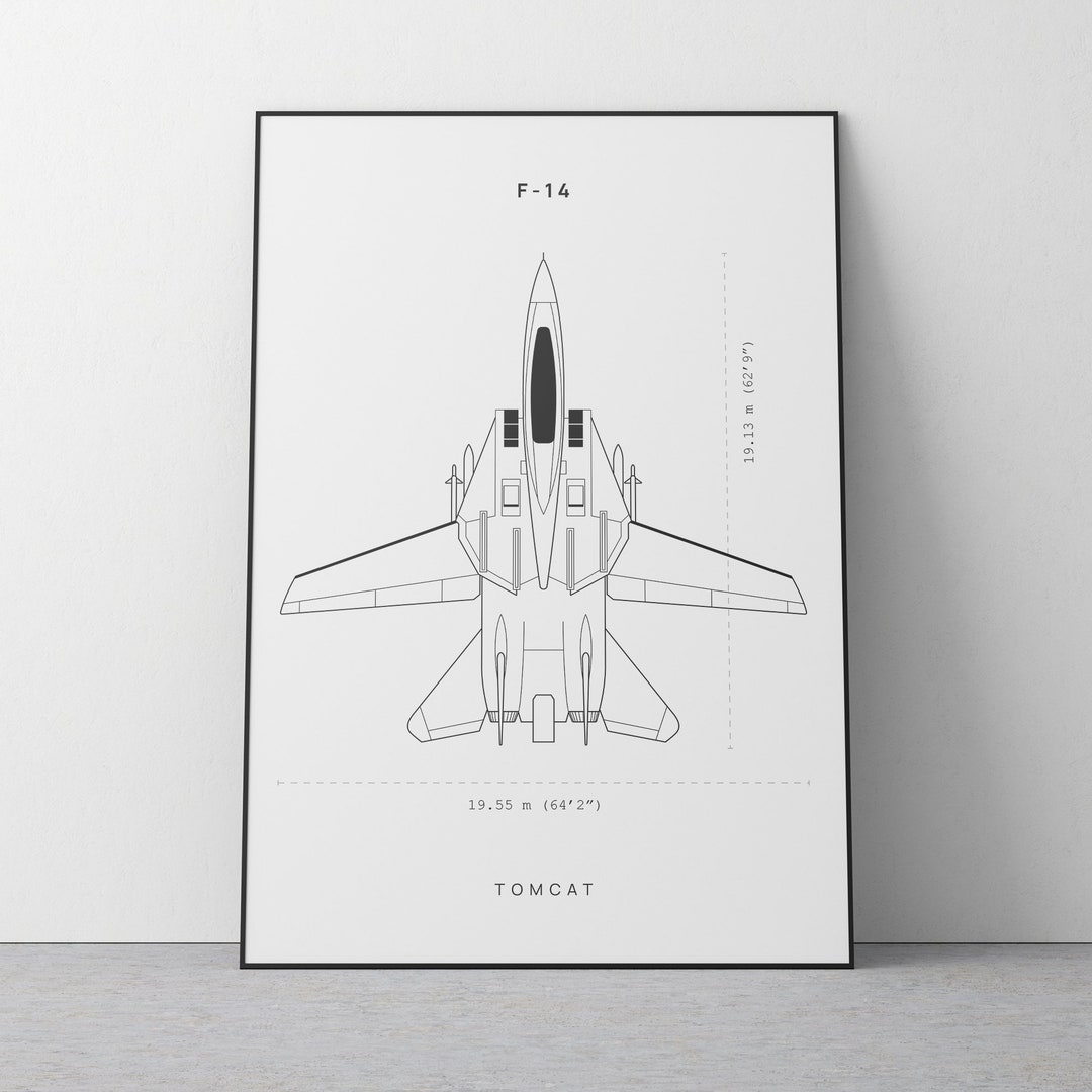 F14 Tomcat Poster, Blueprint Wall Art, DIGITAL DOWNLOAD, Top Gun ...