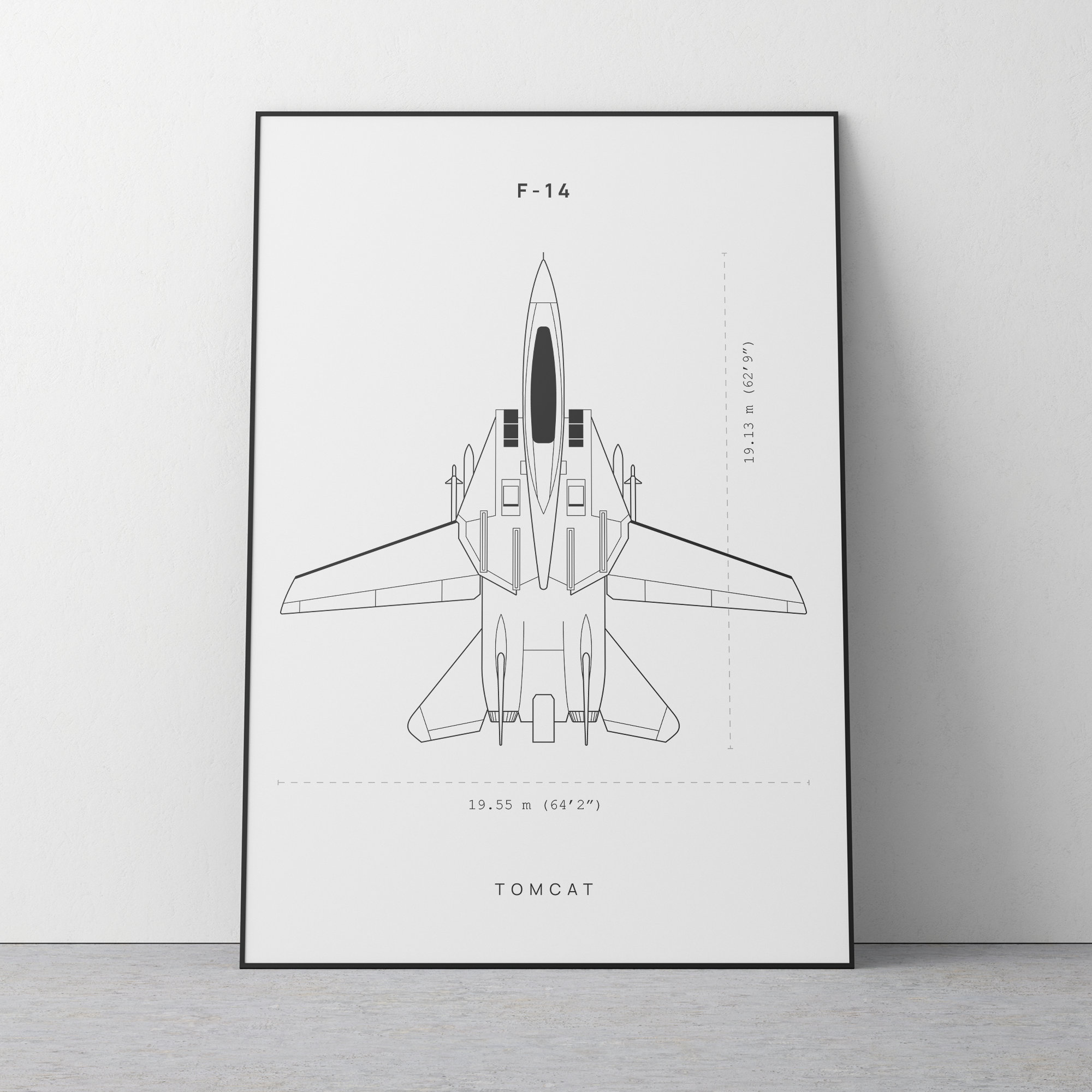 F14 Tomcat Poster Blueprint Wall Art DIGITAL DOWNLOAD Top - Etsy