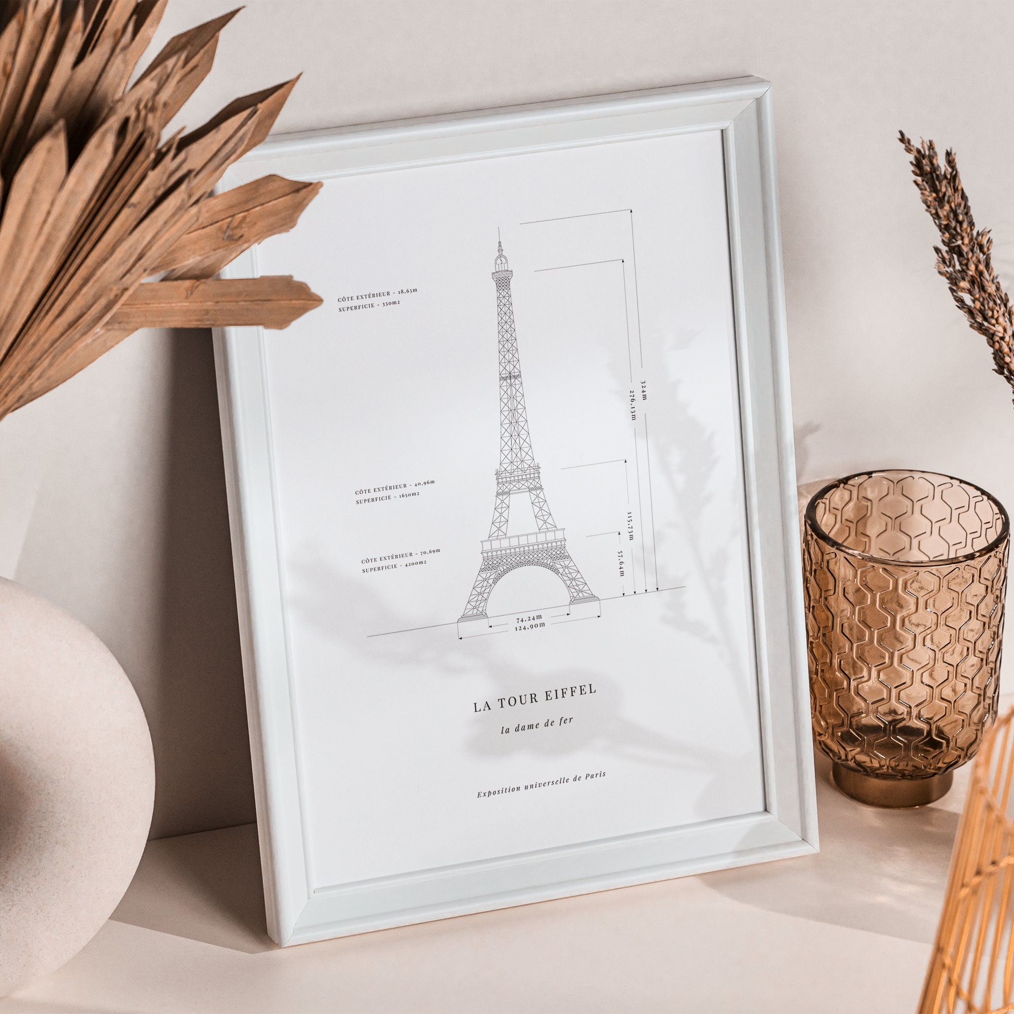 Minimalist Eiffel Tower Blueprint Print Digital Download - Etsy