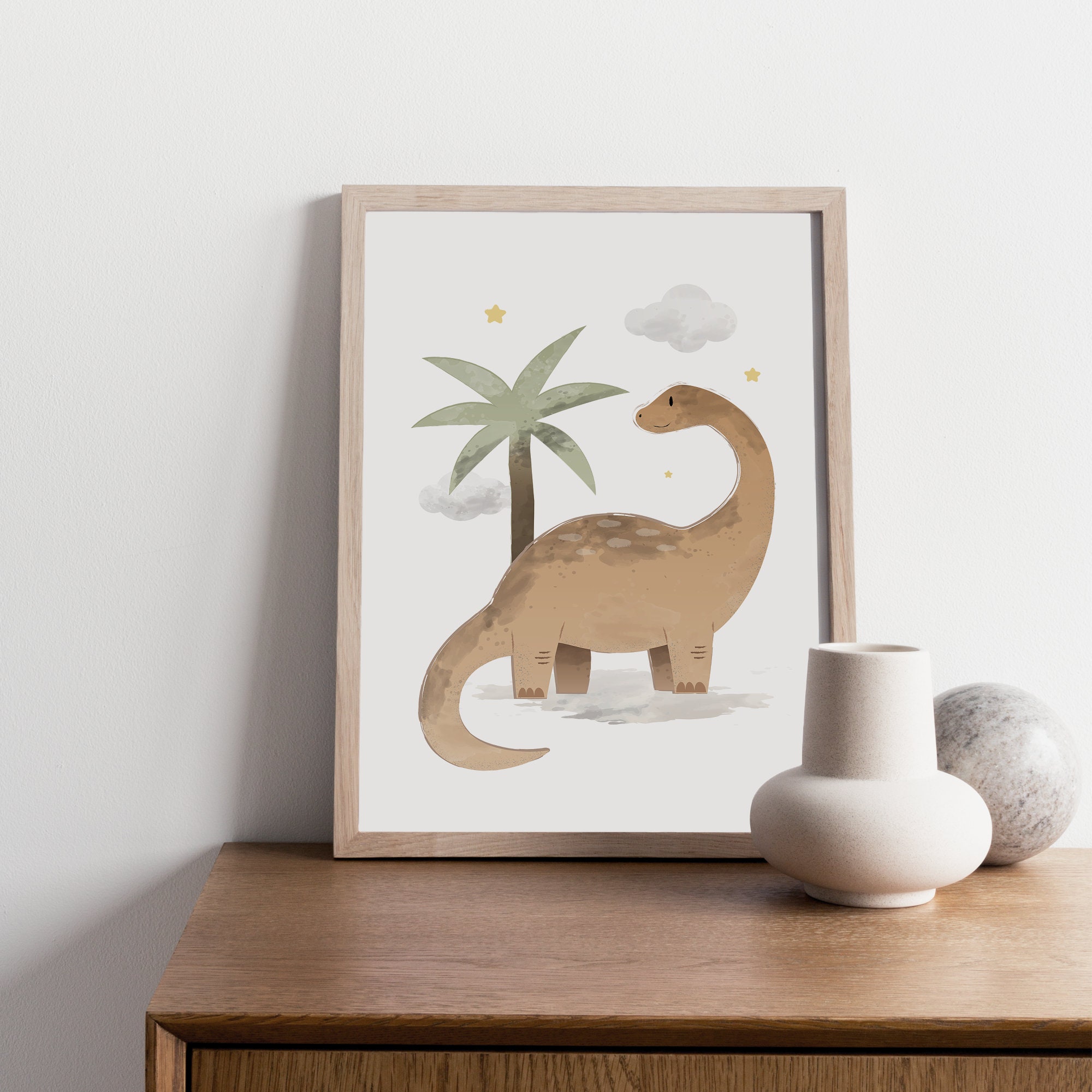 Brontosaurus Print, Dinosaur Wall Art, DIGITAL DOWNLOAD, Dinosaur Baby ...