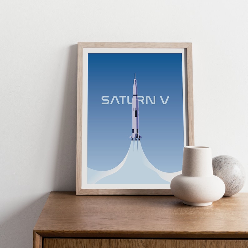 Saturn V Poster, NASA Rocket Wall Art, Digital Download, Apollo 11 ...