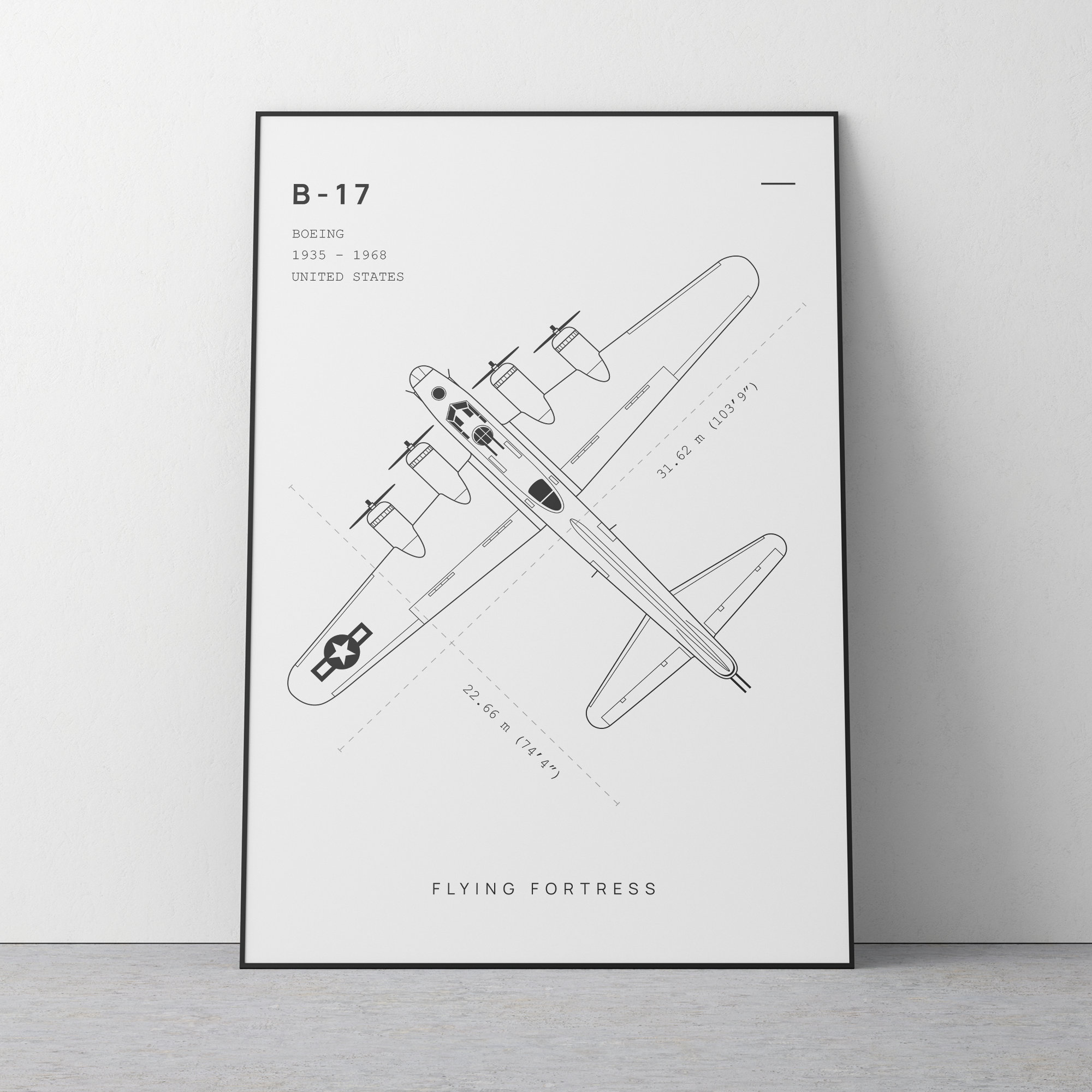 B17 Bomber Art, B17 Blueprint Poster, DIGITAL DOWNLOAD, Flying Fortress ...