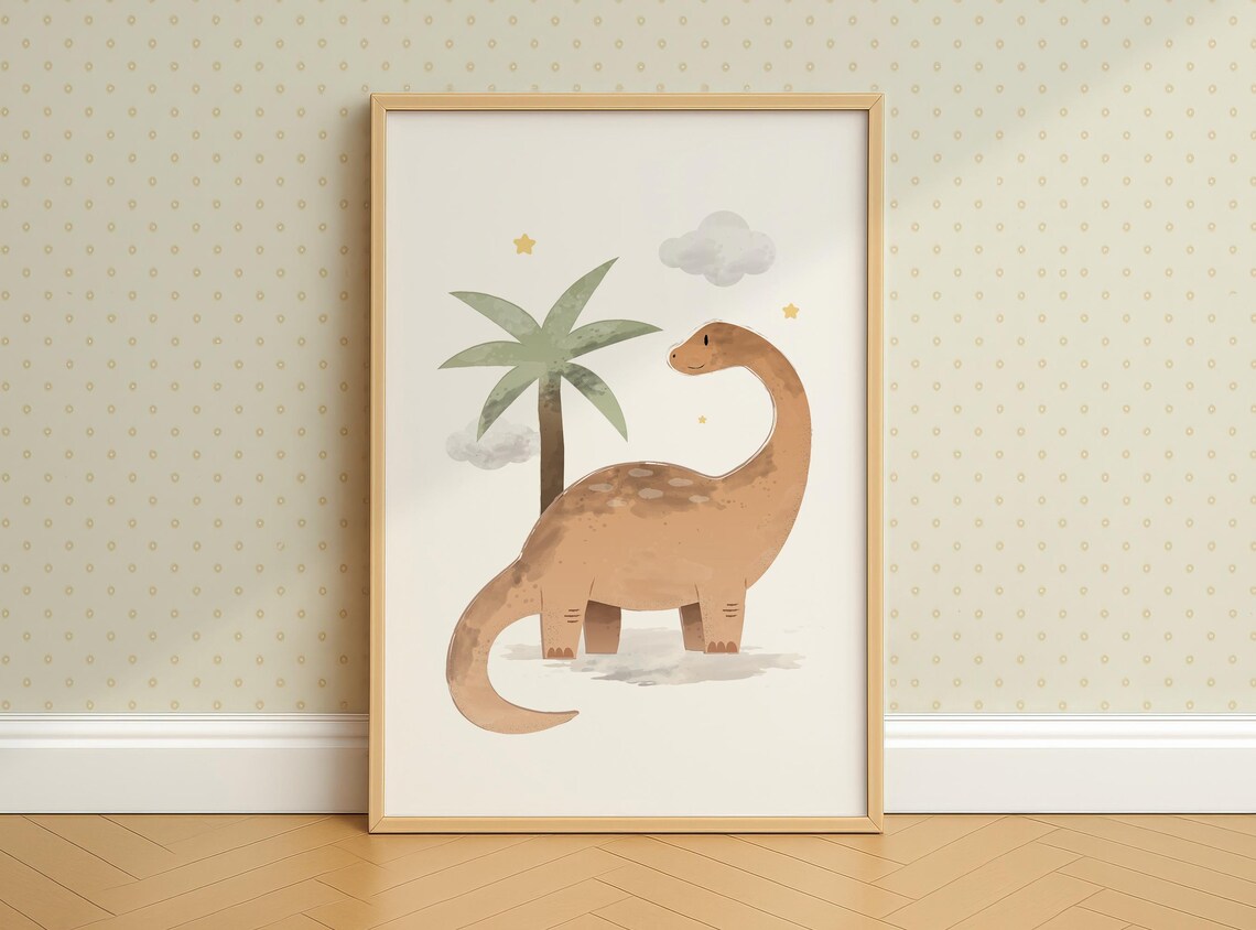 Brontosaurus Print, Dinosaur Wall Art, DIGITAL DOWNLOAD, Dinosaur Baby ...