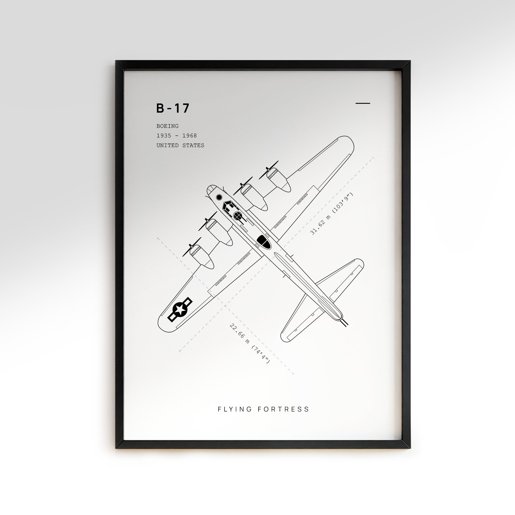 B17 Bomber Art, B17 Blueprint Poster, DIGITAL DOWNLOAD, Flying Fortress ...