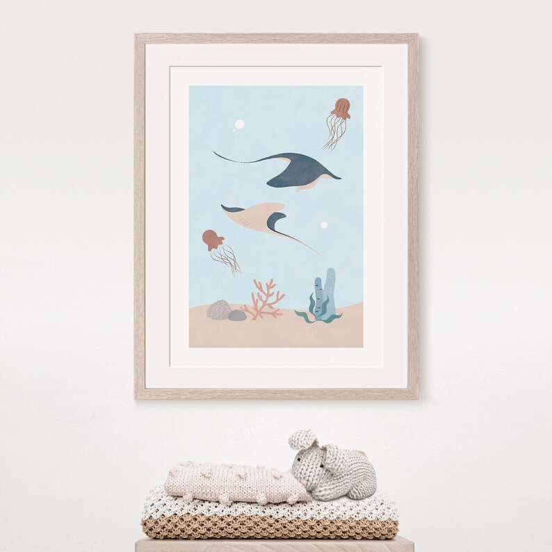 Manta Ray Print, Ocean Nursery Wall Art, DIGITAL DOWNLOAD, Sea Animal ...