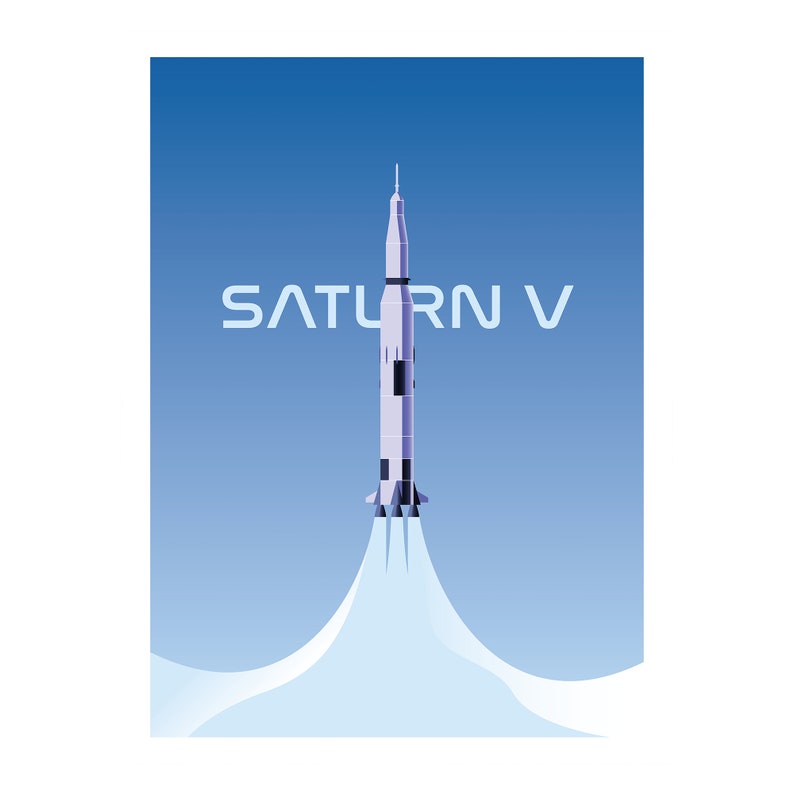 Saturn V Poster, NASA Rocket Wall Art, Digital Download, Apollo 11 ...