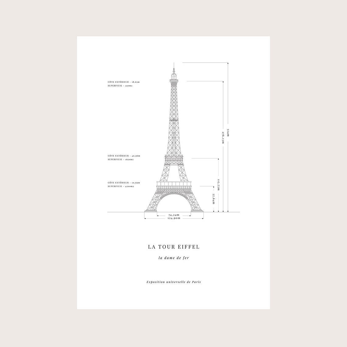 Minimalist Eiffel Tower Blueprint Print Digital Download - Etsy